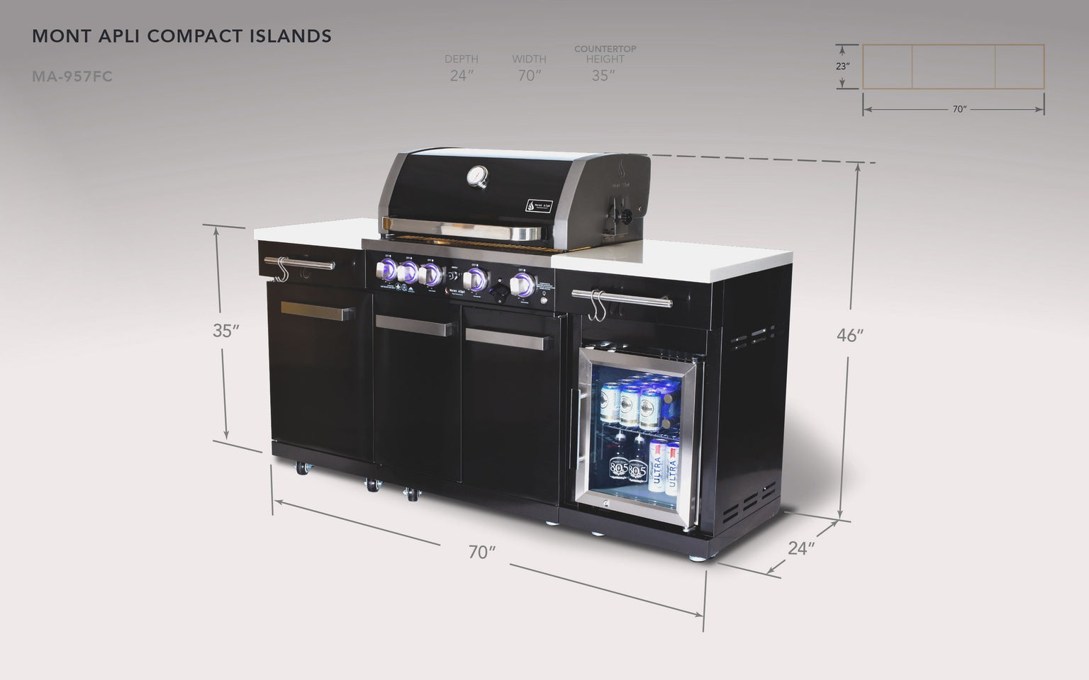 Mont Alpi Black Stainless Steel BBQ Islands