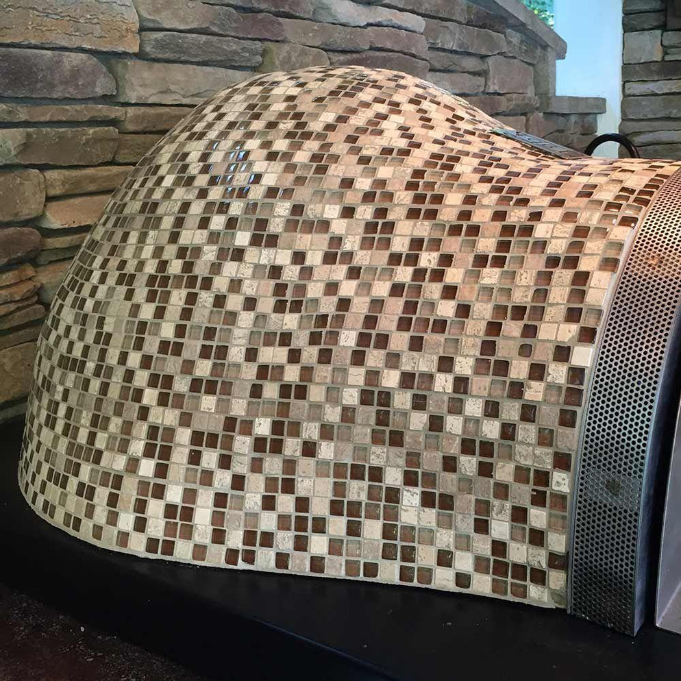HPC Forno Hybrid Gas/Wood Fueled Mosaic Tile Pizza Oven on Cart