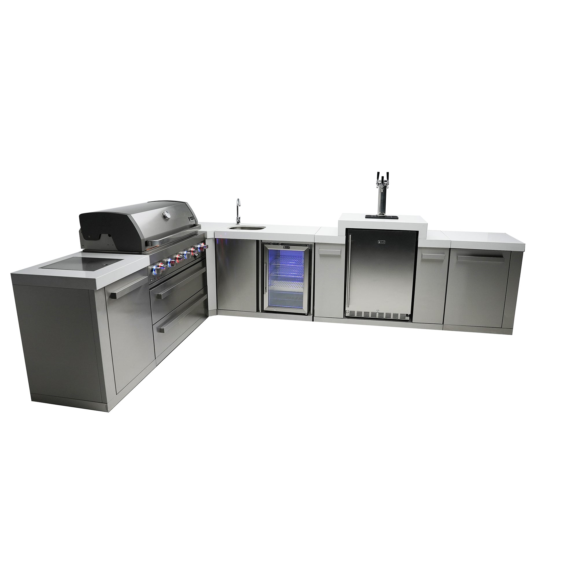 Mont Alpi 805 BBQ Grill Island w/Corner, Keg & Bev Center - MAi805-90KEGBEV