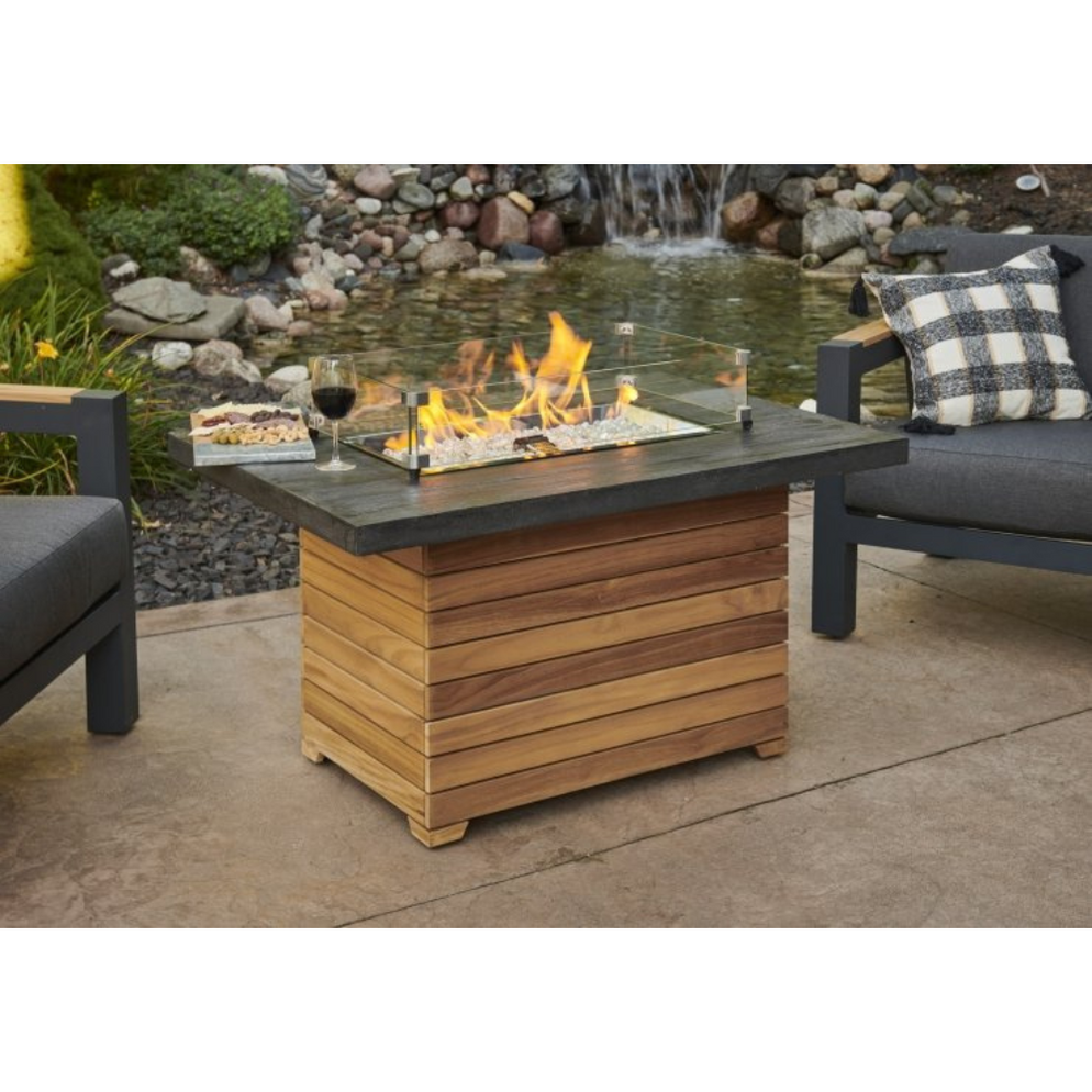 TOGC Darien Rectangular Gas Fire Pit Table with Everblend Top (DAR-1224 ...