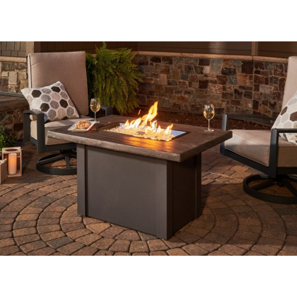 TOGC Driftwood Havenwood Rectangular Gas Fire Pit Table with Grey Base ...