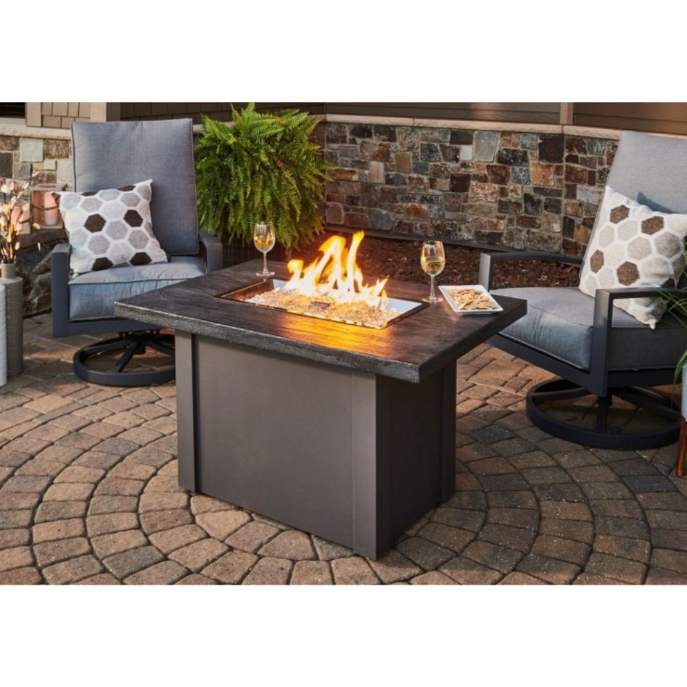 TOGC Stone Grey Havenwood Rectangular Gas Fire Pit Table with Grey Base ...