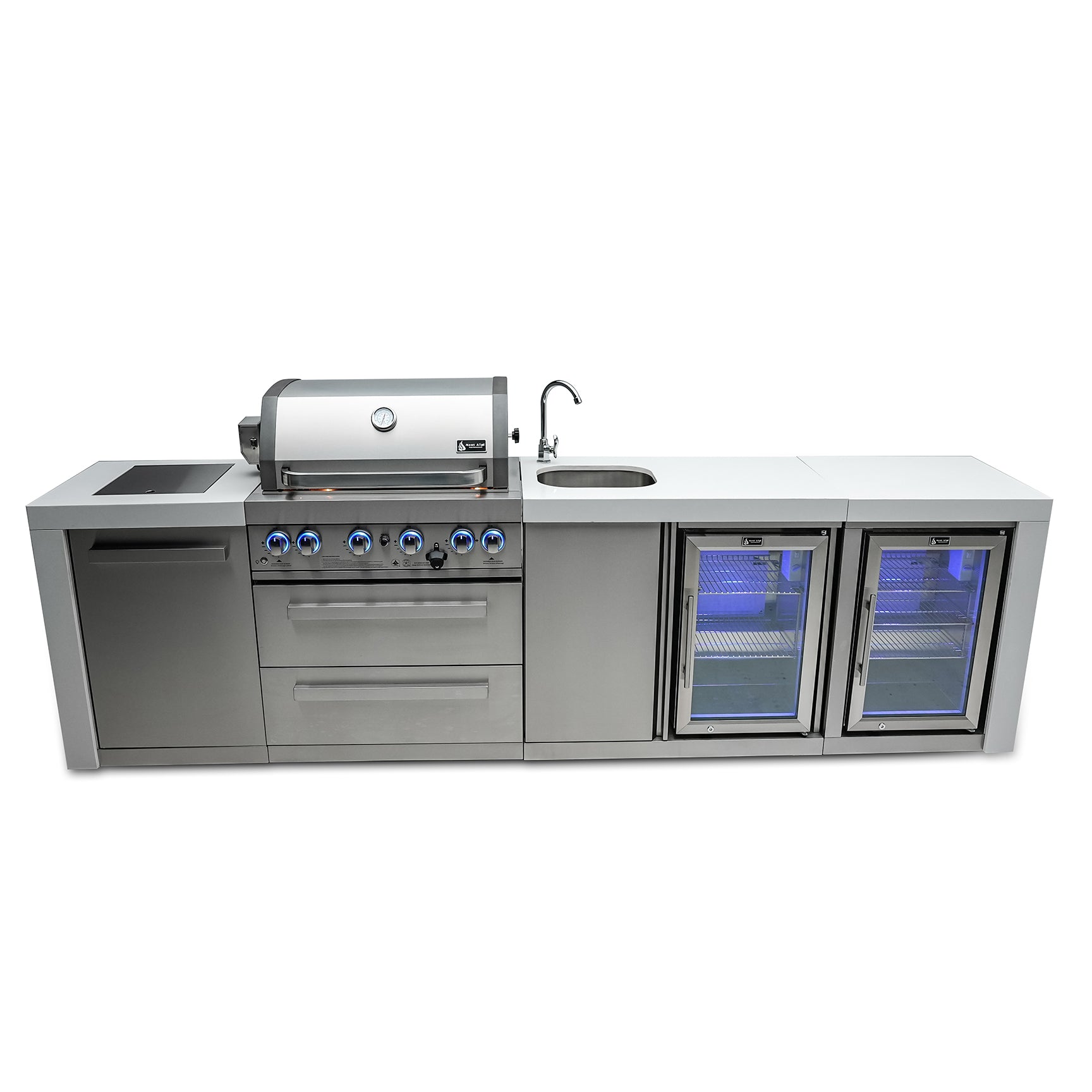 Mont Alpi 400 Deluxe BBQ Island w/Bev Center & Fridge - MAi400-DBEVFC