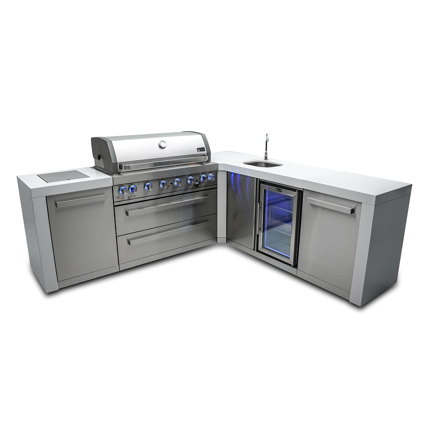 Mont Alpi 805 Deluxe BBQ Island w/Corner & Bev Center - MAi805-D90BEV